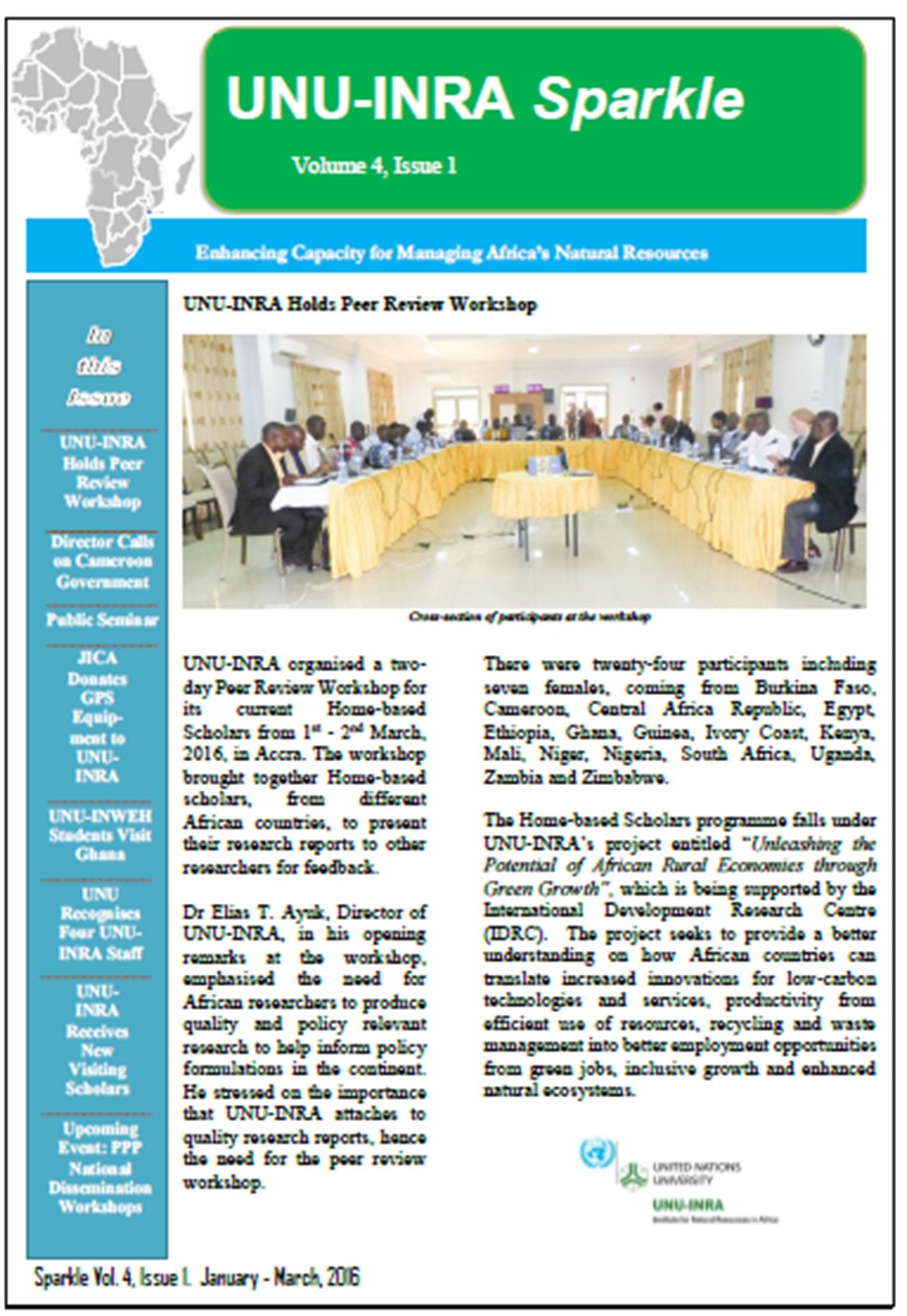 UNU-INRA Newsletter-1st Quarter, 2016 - UNU-INRA